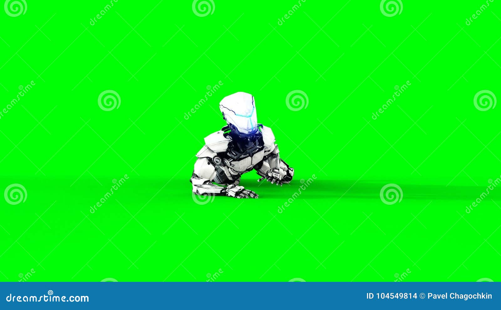 Robot is Crawling . Realistic Motion and Reflections. 4K Green Screen ...