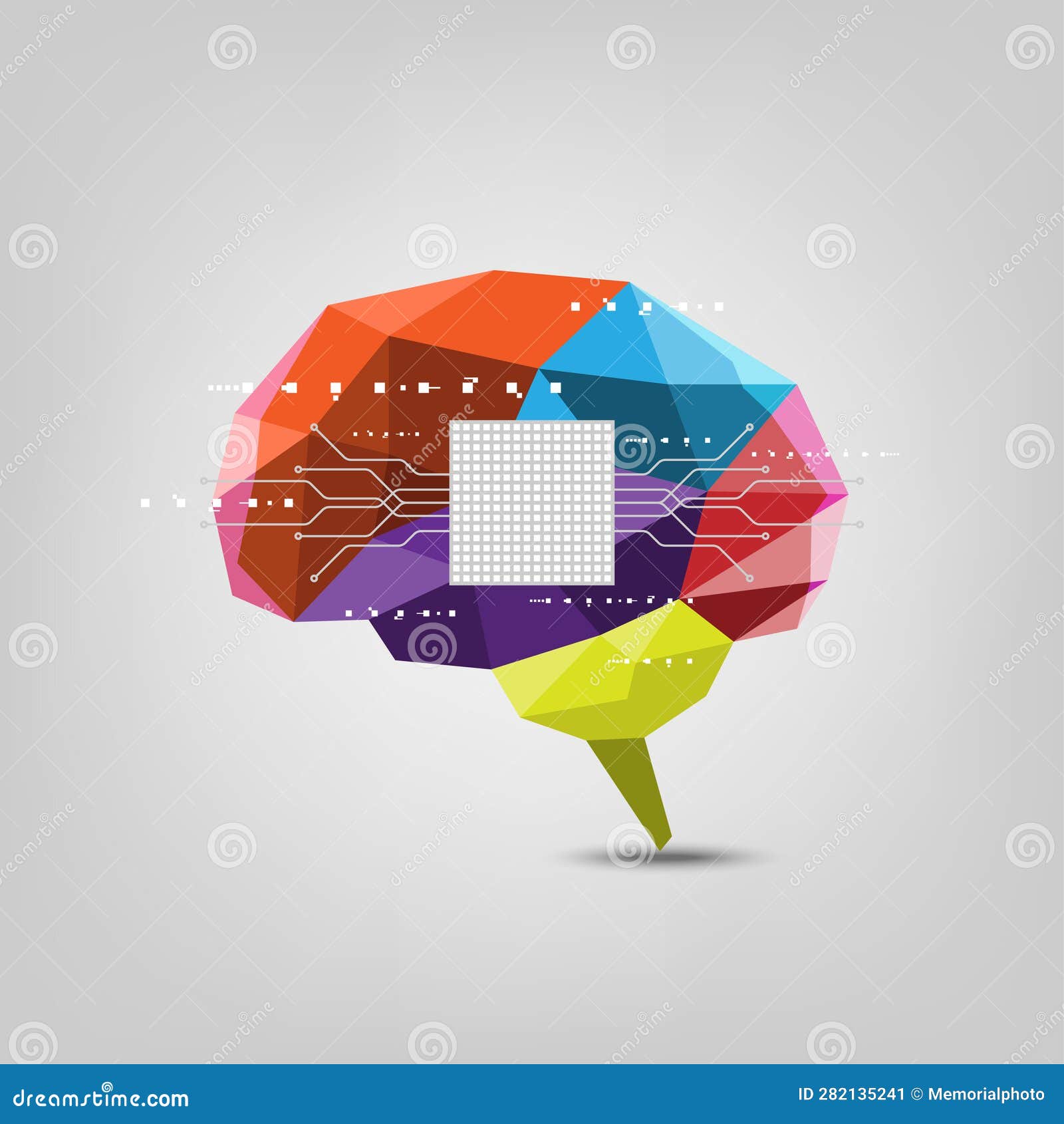 Robot Creative Polygon Brain Connection. Abstract Idea Communication ...