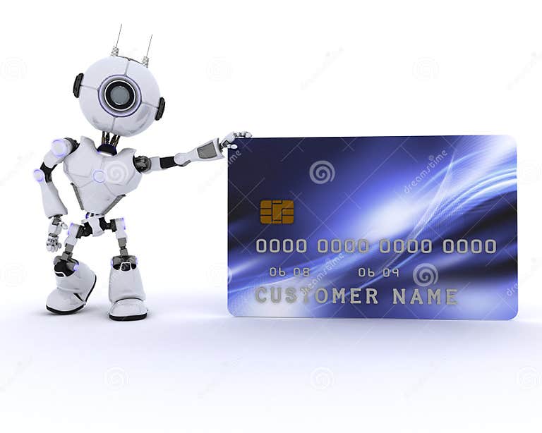Robot with credit card stock illustration. Illustration of future ...