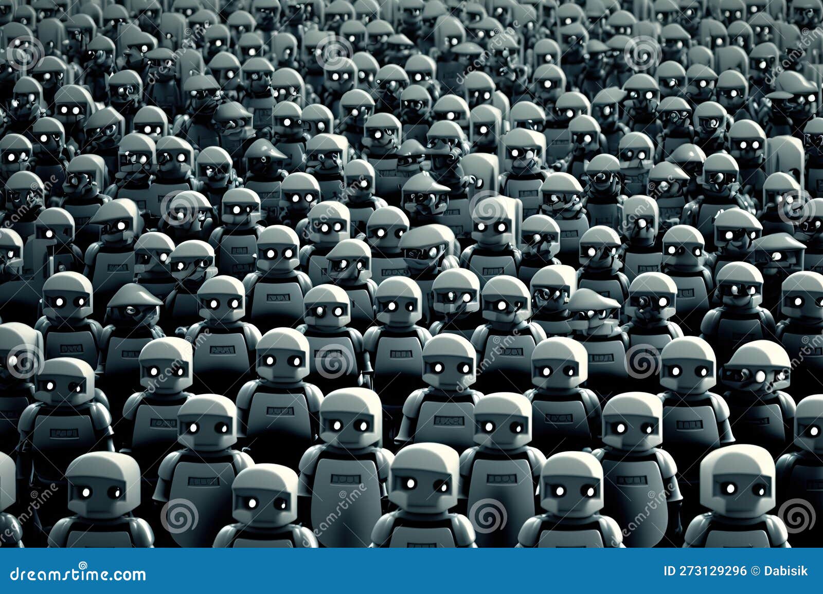 Robot Crowd in Rows. Robot Army. Created with Generative AI Stock ...