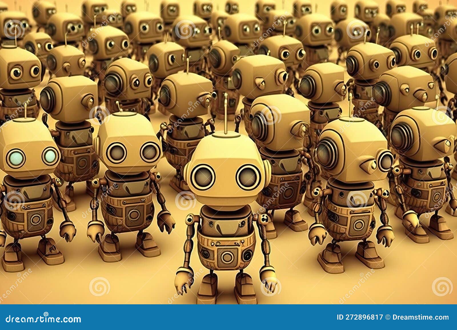 Robot Crowd in Rows. Robot Army. Created with Generative AI Stock ...