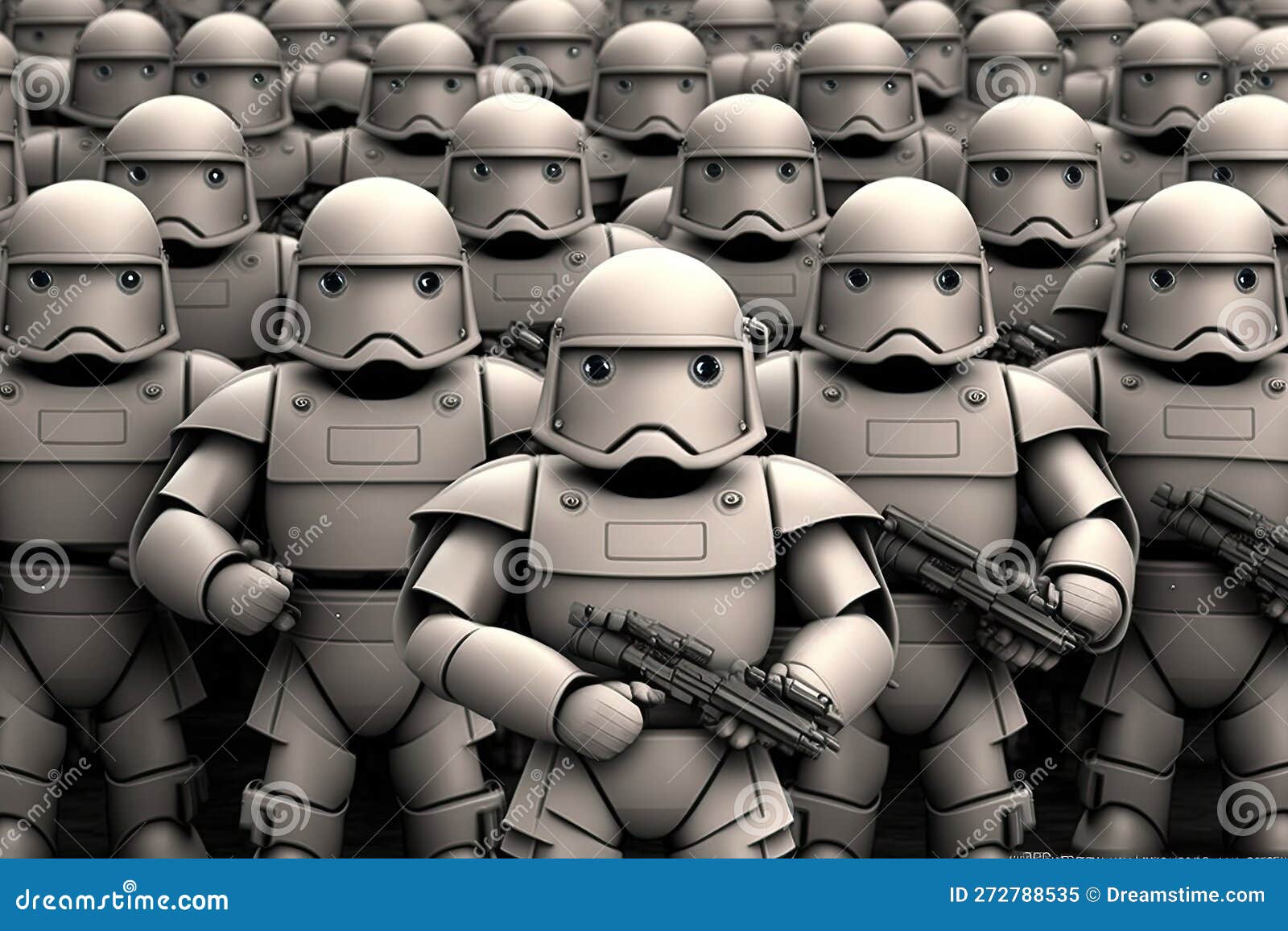 Robot Crowd in Rows. Robot Army. Created with Generative AI Stock ...