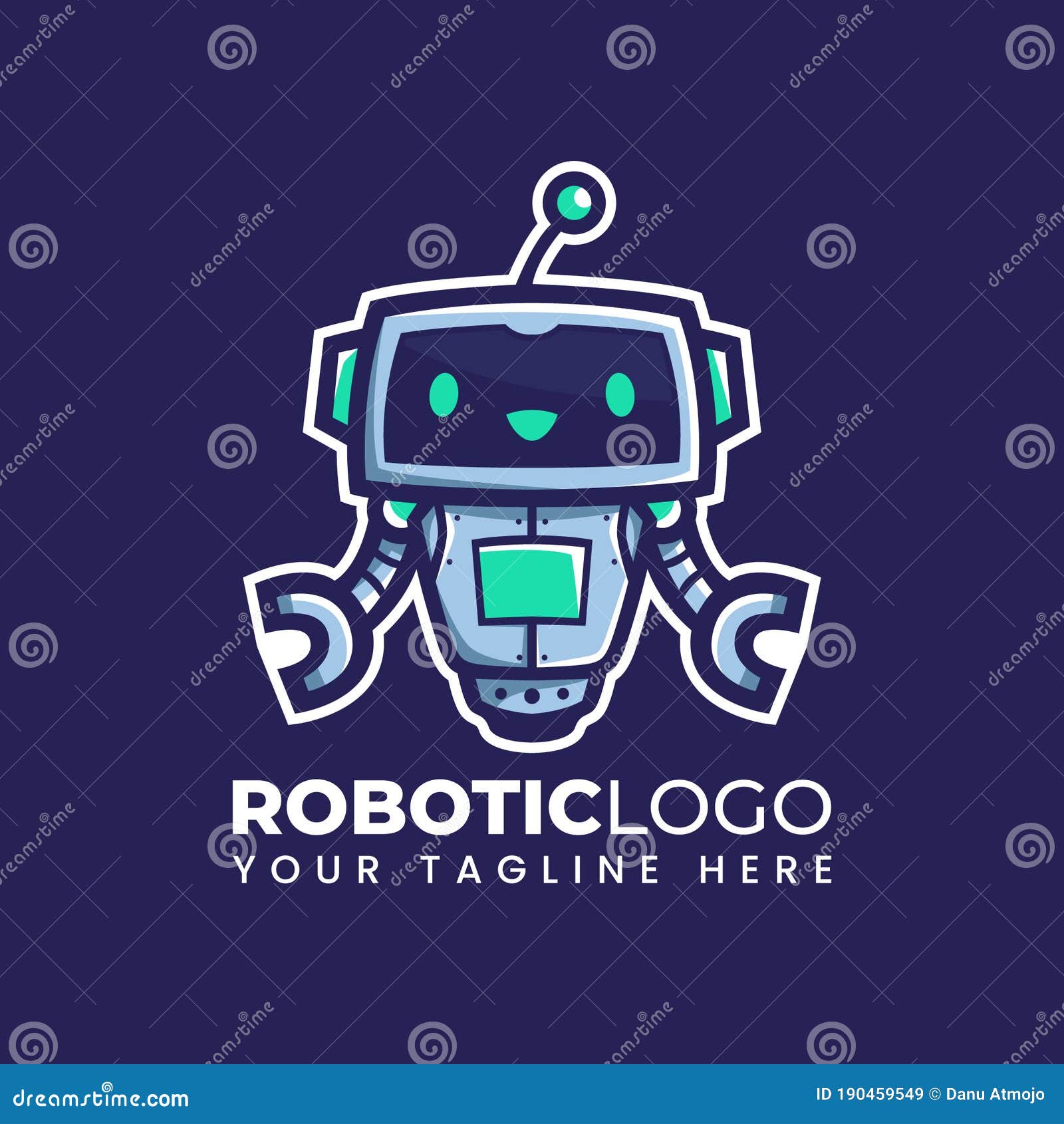 Cute Cartoon Float Robot Illustration Bot Mascot Logo Stock Vector ...