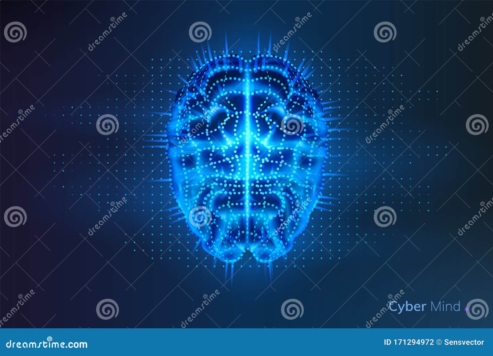 Robot or Cyber Brain, Human Mind with Circuit Stock Vector ...