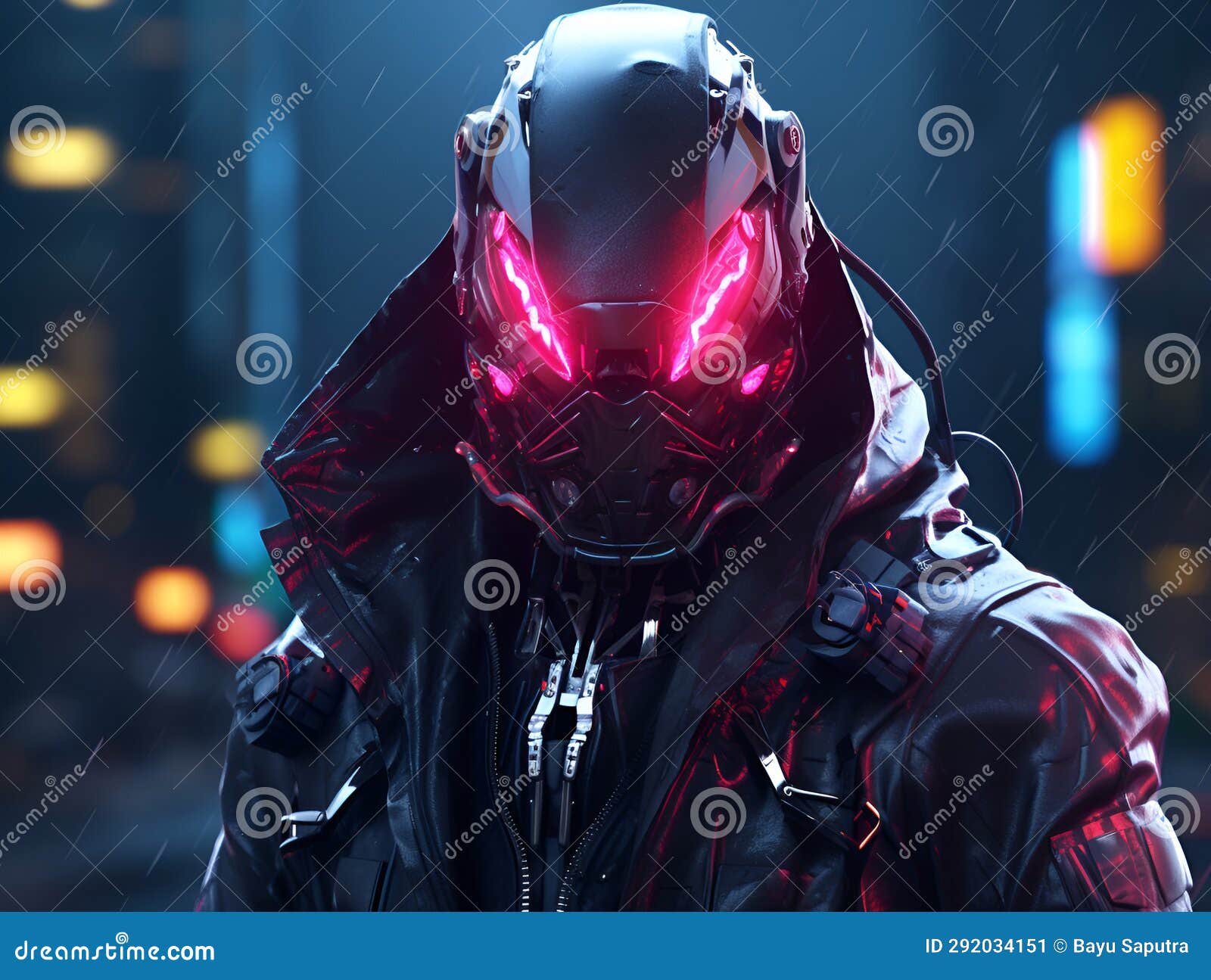 Robot Cyberpunk Villain Macro, Ai Generative Stock Illustration ...