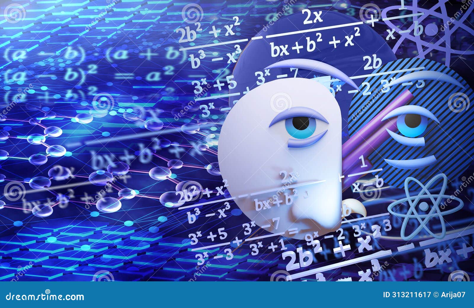 Robot Cyborg Artificial Intelligence Portrait Stock Illustration ...