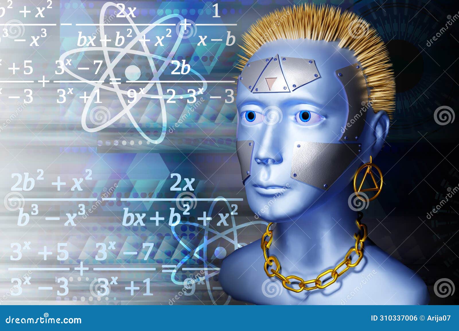 Robot Cyborg Android Portrait Stock Illustration - Illustration of ...