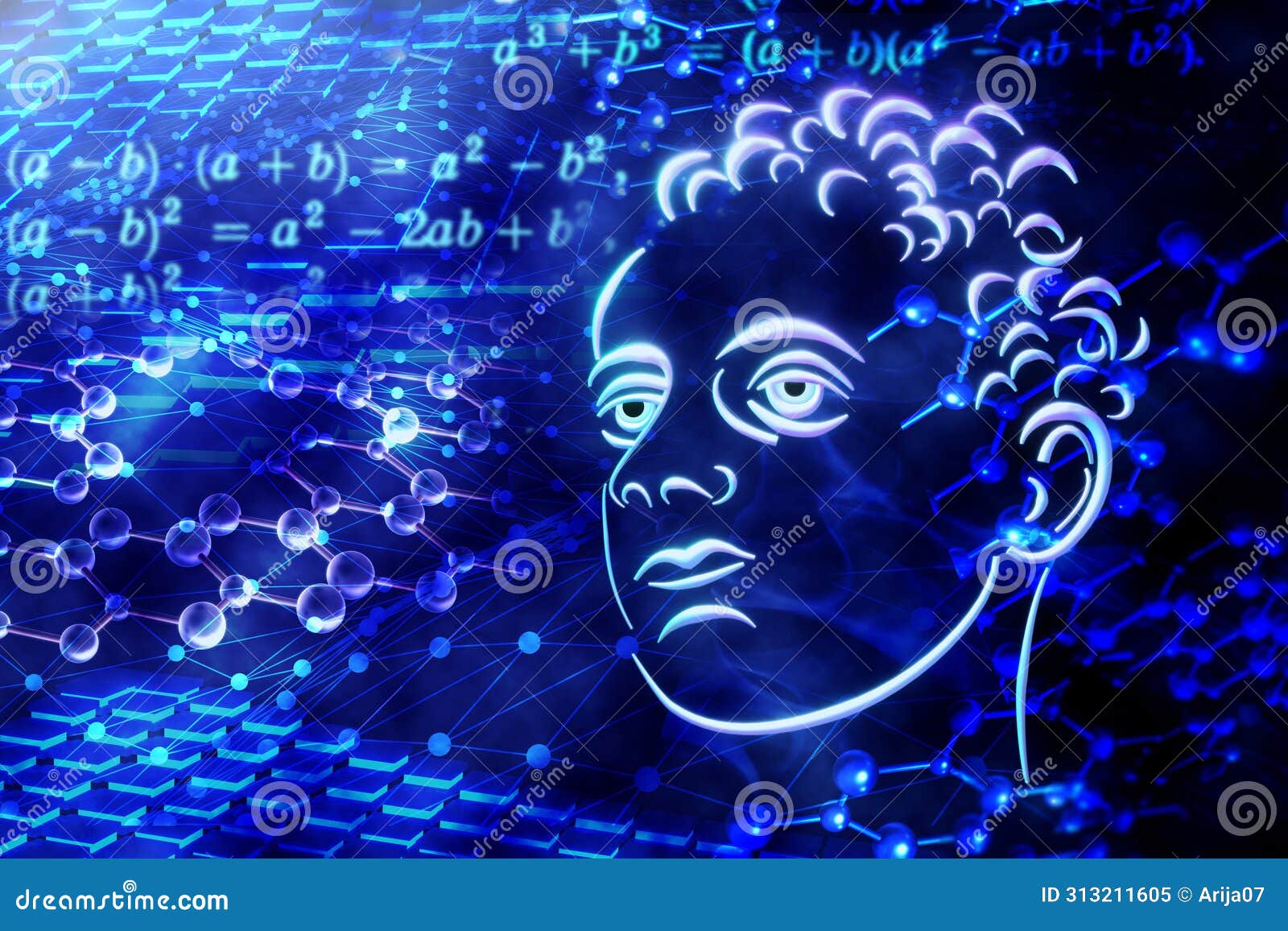 Robot Cyborg Artificial Intelligence Portrait Stock Illustration ...