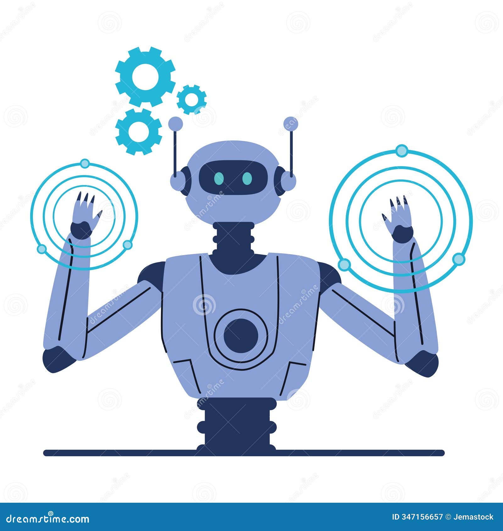 Cyborg Cat Artificial Intelligence And Mechanical Personage Vector Set ...