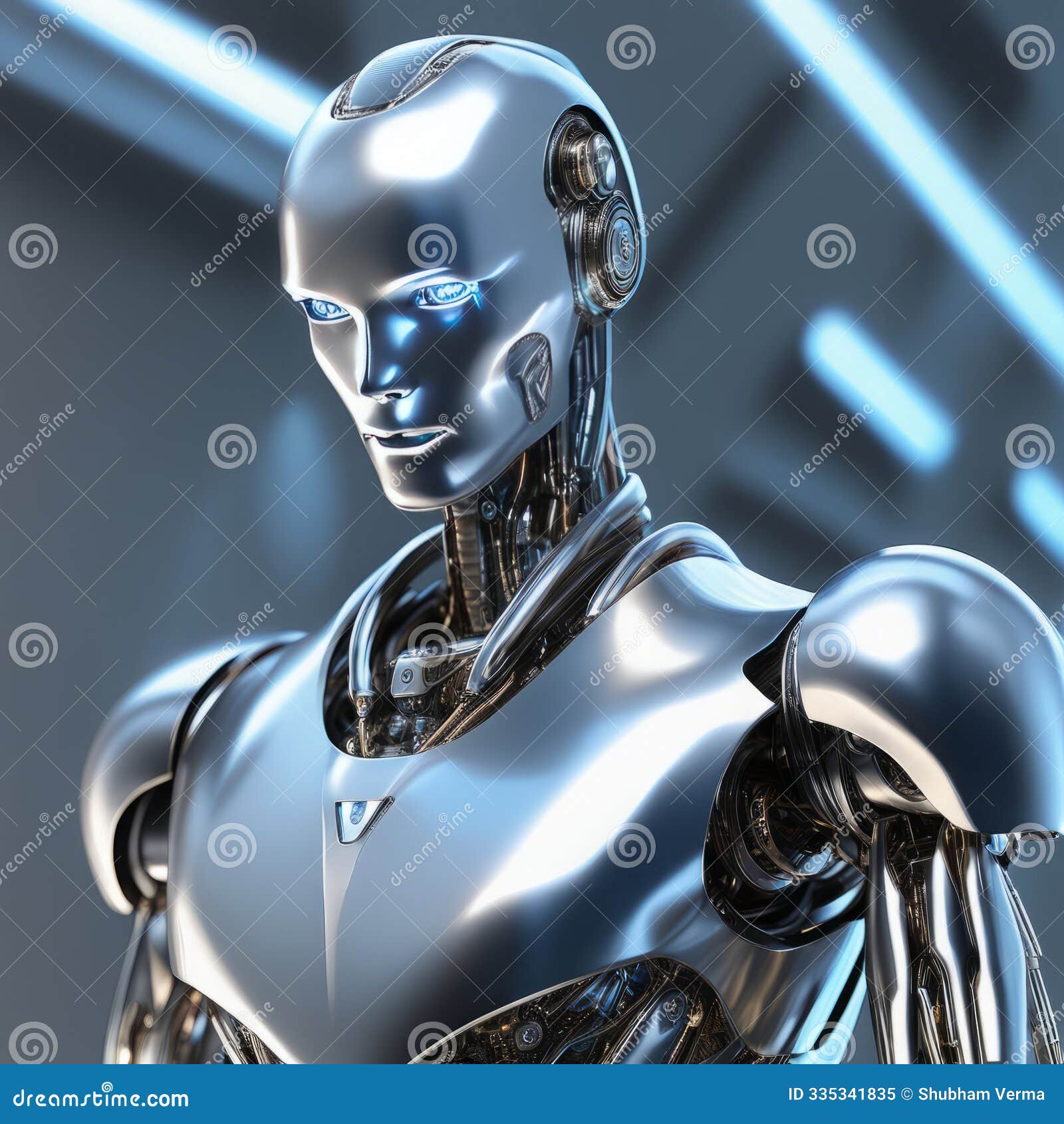 Robot Cyborg in the Background. 3d Illustration Robot Cyborg in the ...