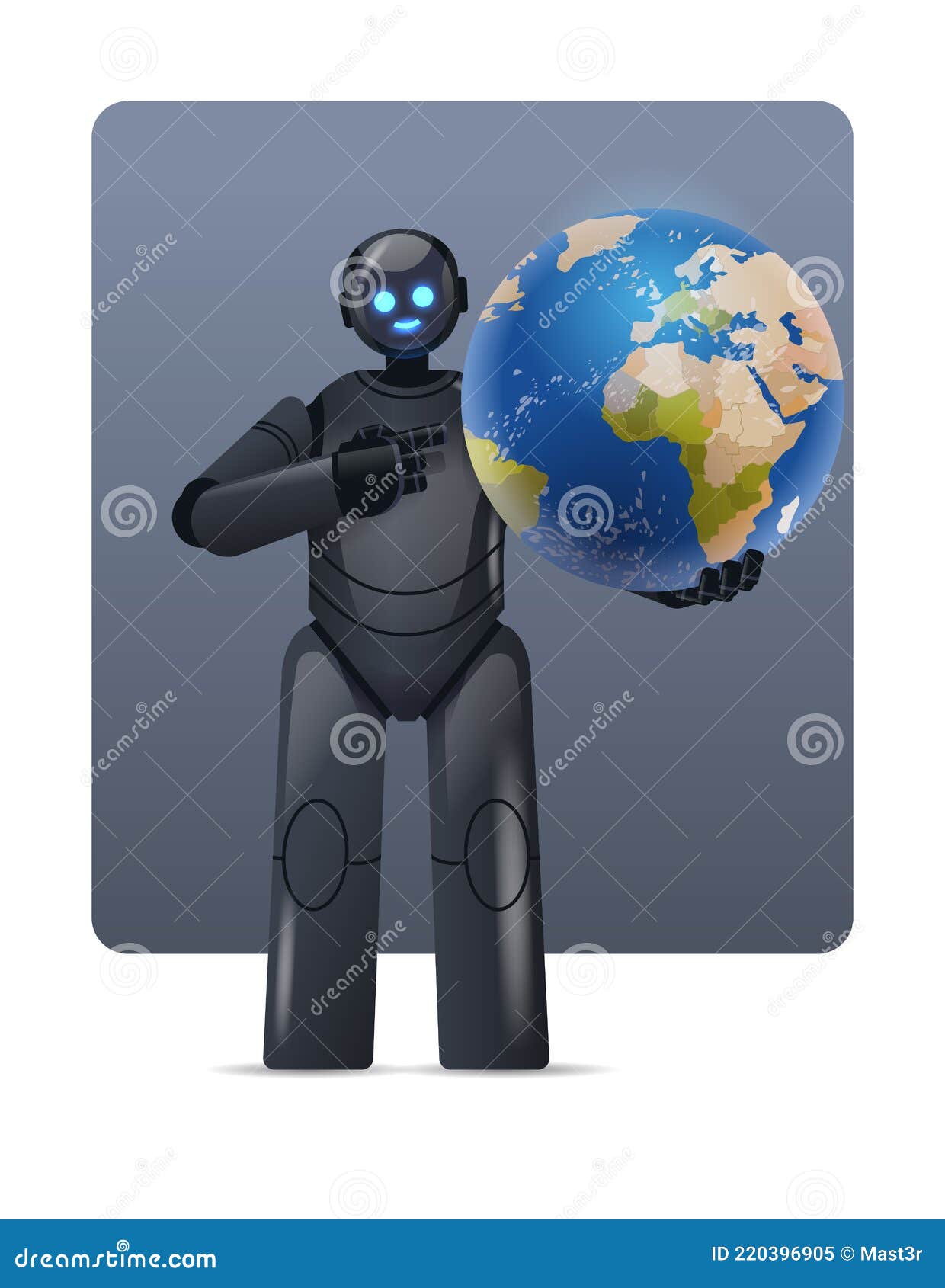 Robotic Arm With Earth Globe. Global Automation Technologies Concept ...