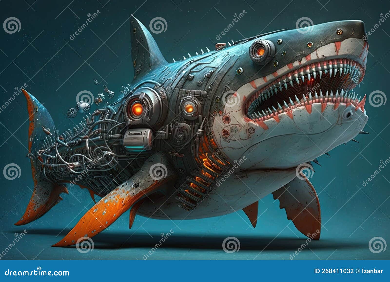 Shark Cyborg Animal Detailed Infographic, Full Details Anatomy Poster ...