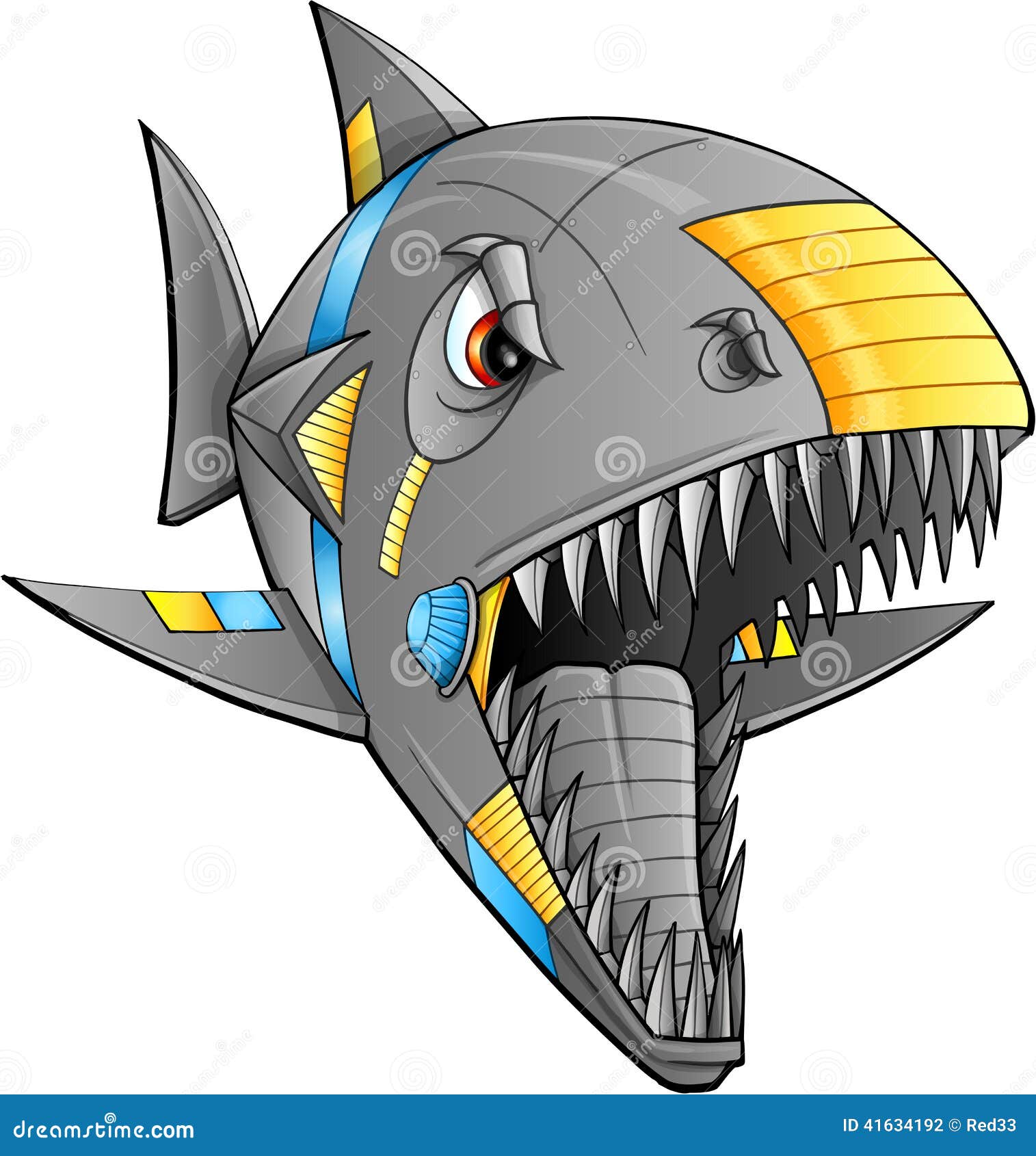 Robot Cyborg Shark Vector stock vector. Illustration of scary - 41634192