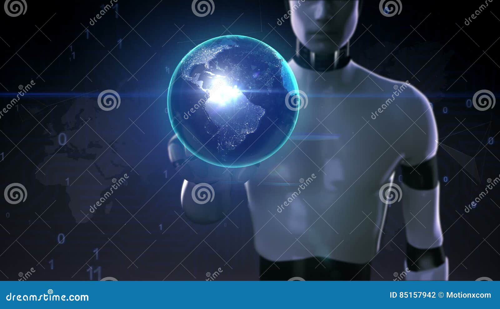 Robot, Cyborg Touching Earth, Communication Technology, Network World ...