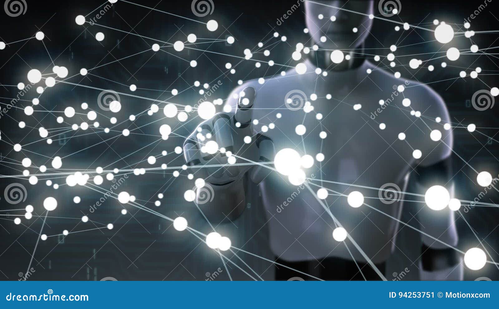 Robot, Cyborg Touching Screen, Car Internet of Things Technology Icon ...