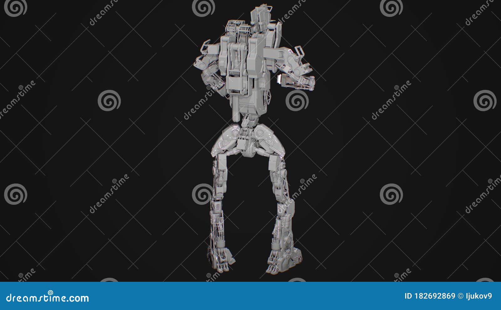 Robot 3d Model, 3d Render, Sci-fi Mech, Future Space Android Stock ...