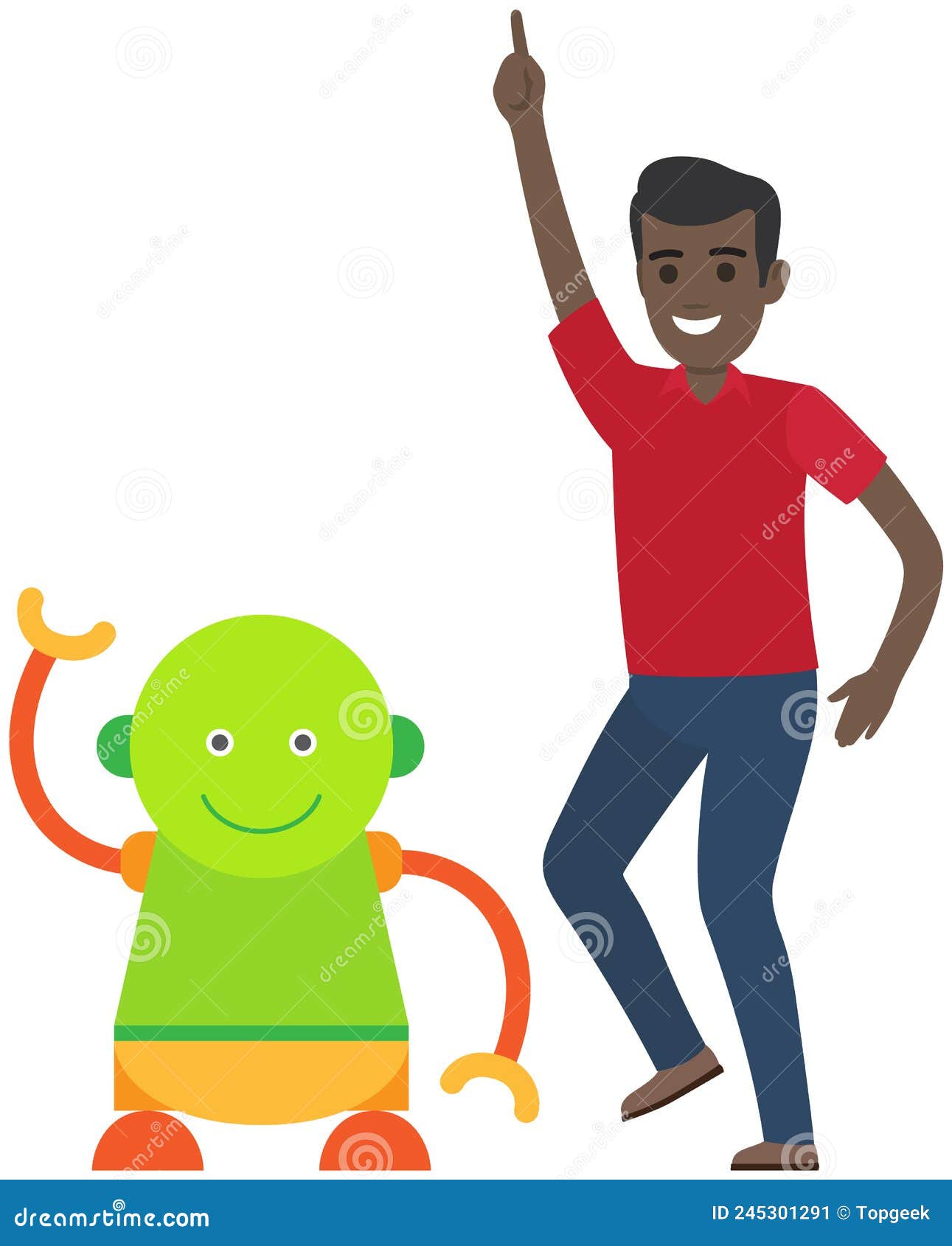 Robot Dancing Disco with Man. Artificial Intelligence, Development of ...