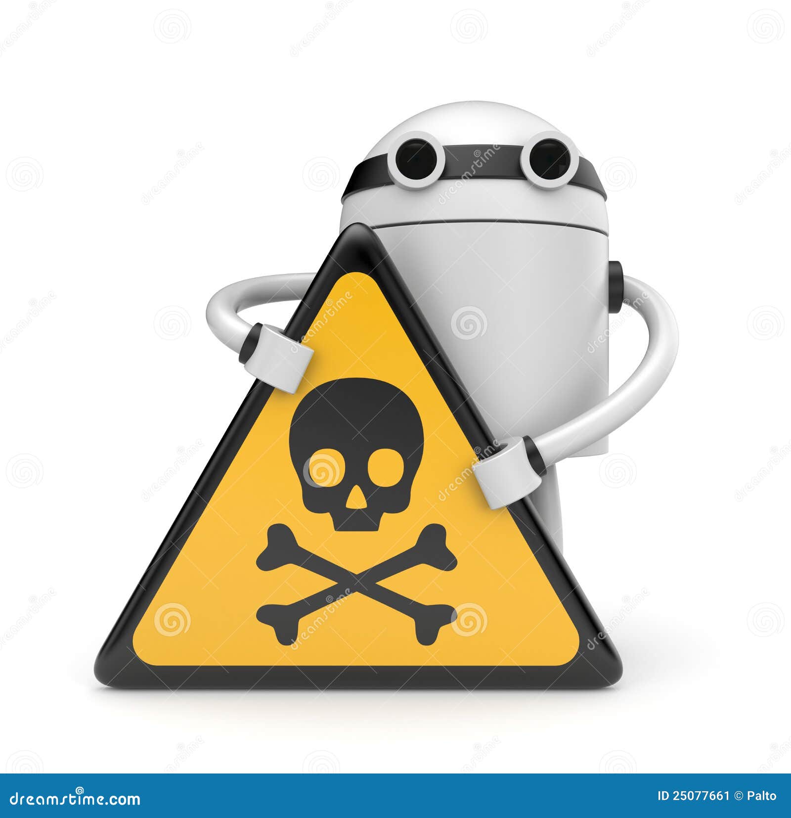Robot with Danger Skull Sign Stock Illustration - Illustration of bones ...
