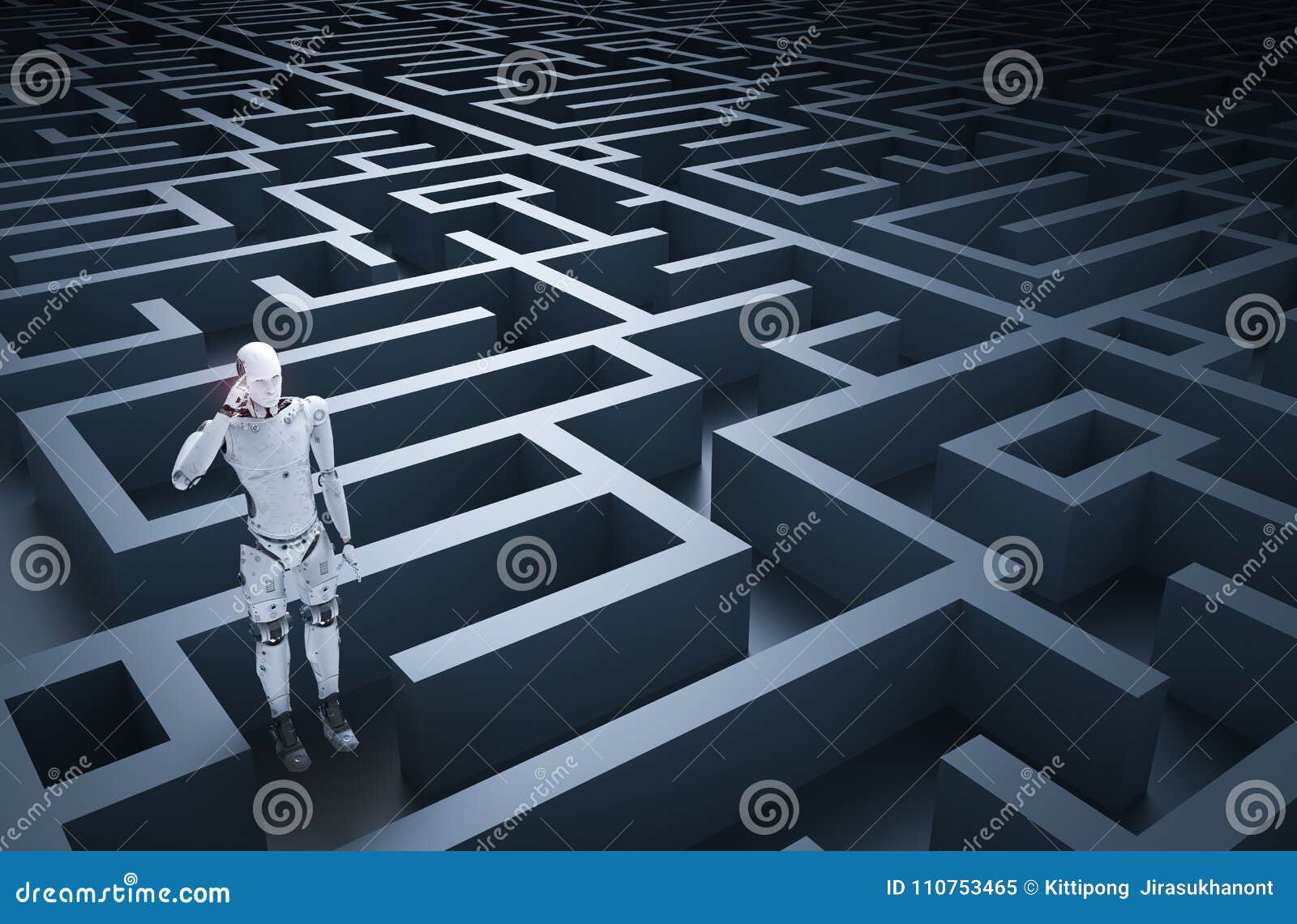 Robot dans le labyrinthe illustration stock. Illustration du doigt ...