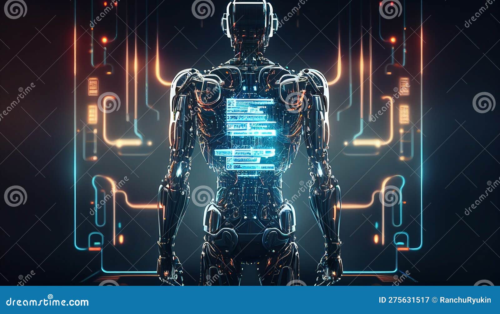 Robot Data Flow Concept Networking. Stock Illustration - Illustration ...