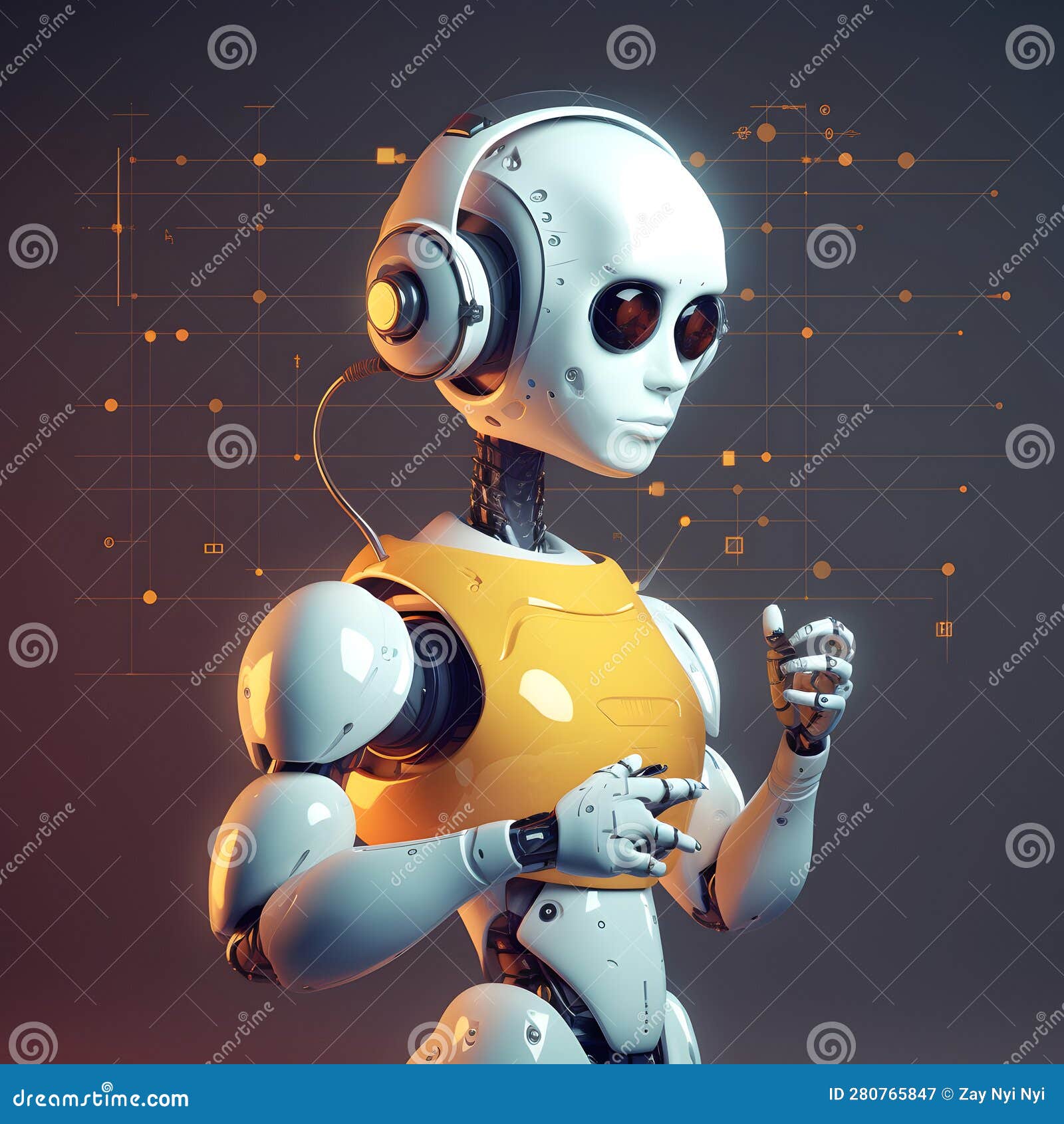 Robot with Data Information. Concept of Chatbot or Ai Assistant. AI ...