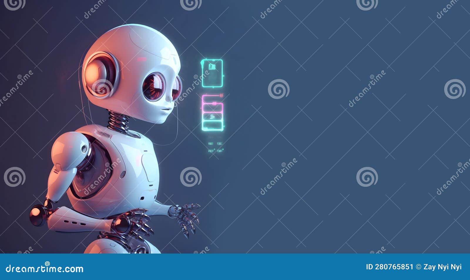 Robot with Data Information. Concept of Chatbot or Ai Assistant. AI ...