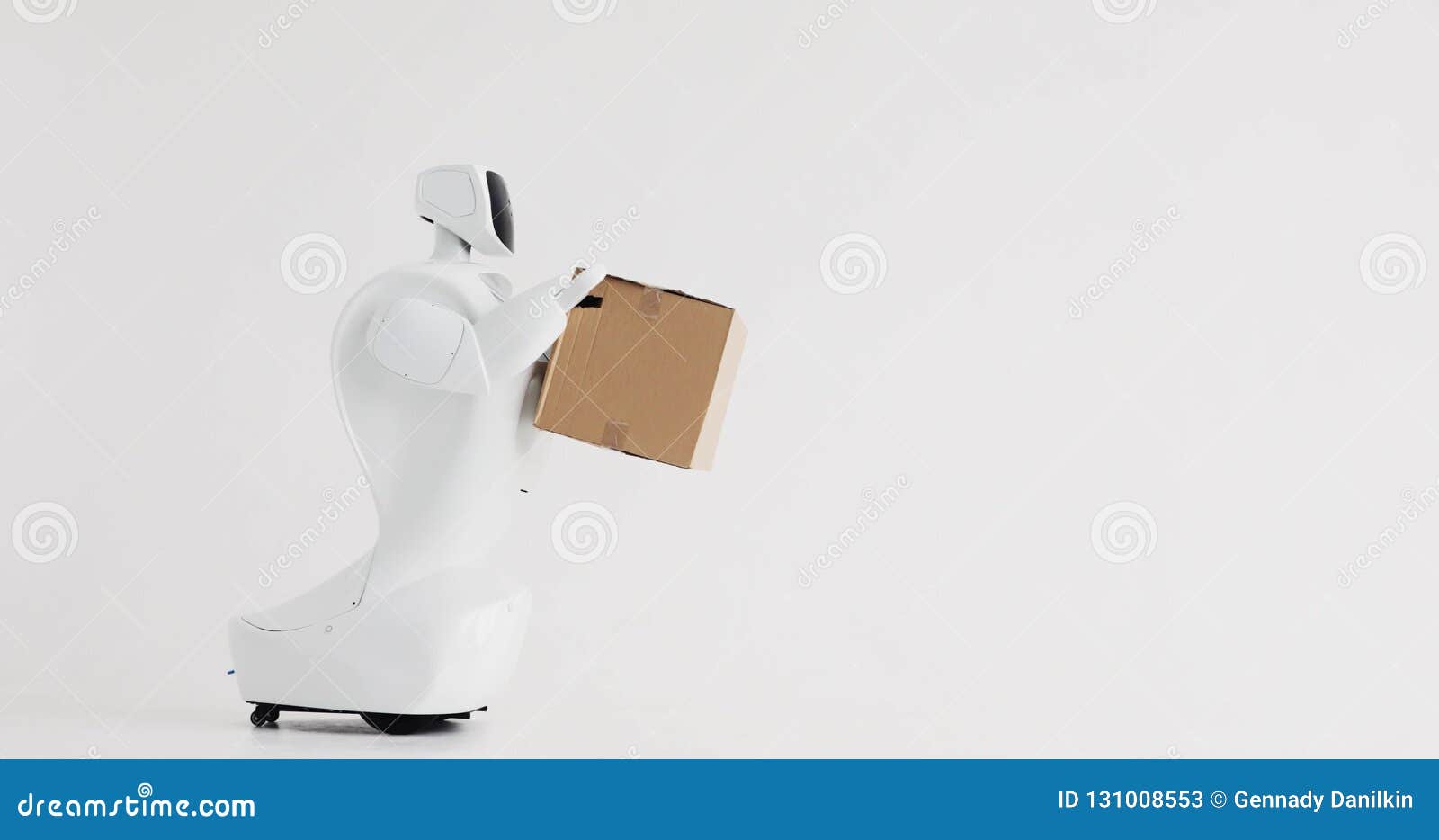 The Robot Delivers the Parcel. Delivery Concept. Modern Robotic ...