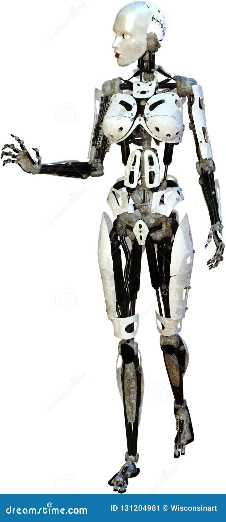 Robot Della Donna, Cyborg, Macchina, Isolato, Meccanica Immagine Stock ...