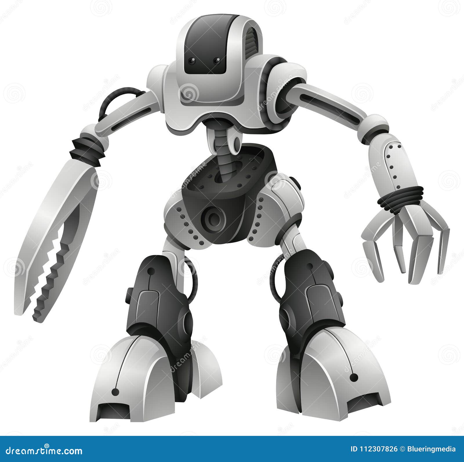 Robot Design with Weapon Hands Stock Illustration - Illustration of ...