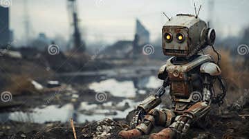Robot Destruction City Dump Stock Illustration - Illustration of ...