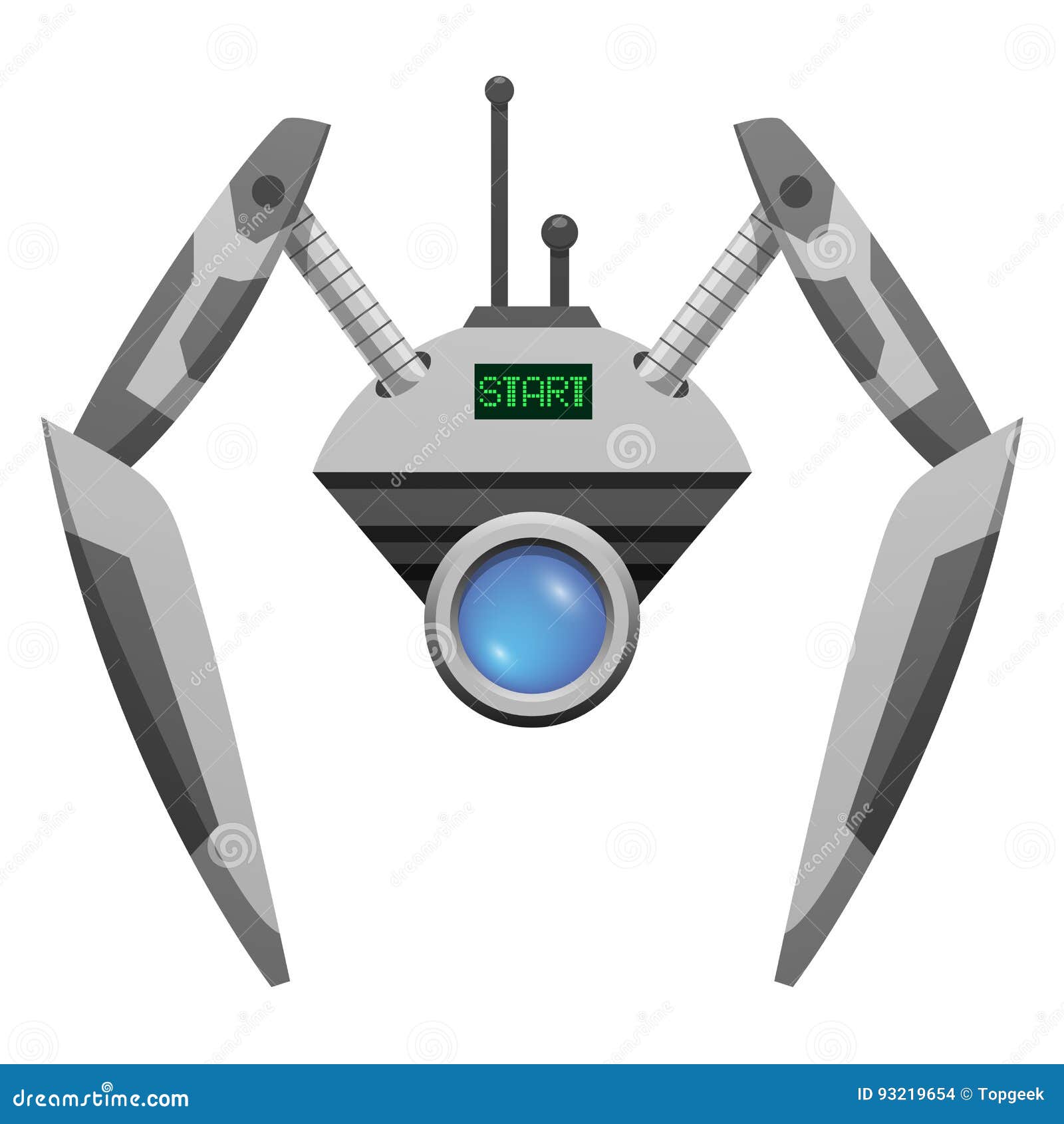 Robot Di Android Con Le Mani Di Vetro Della Tenaglia E Del Bottone ...