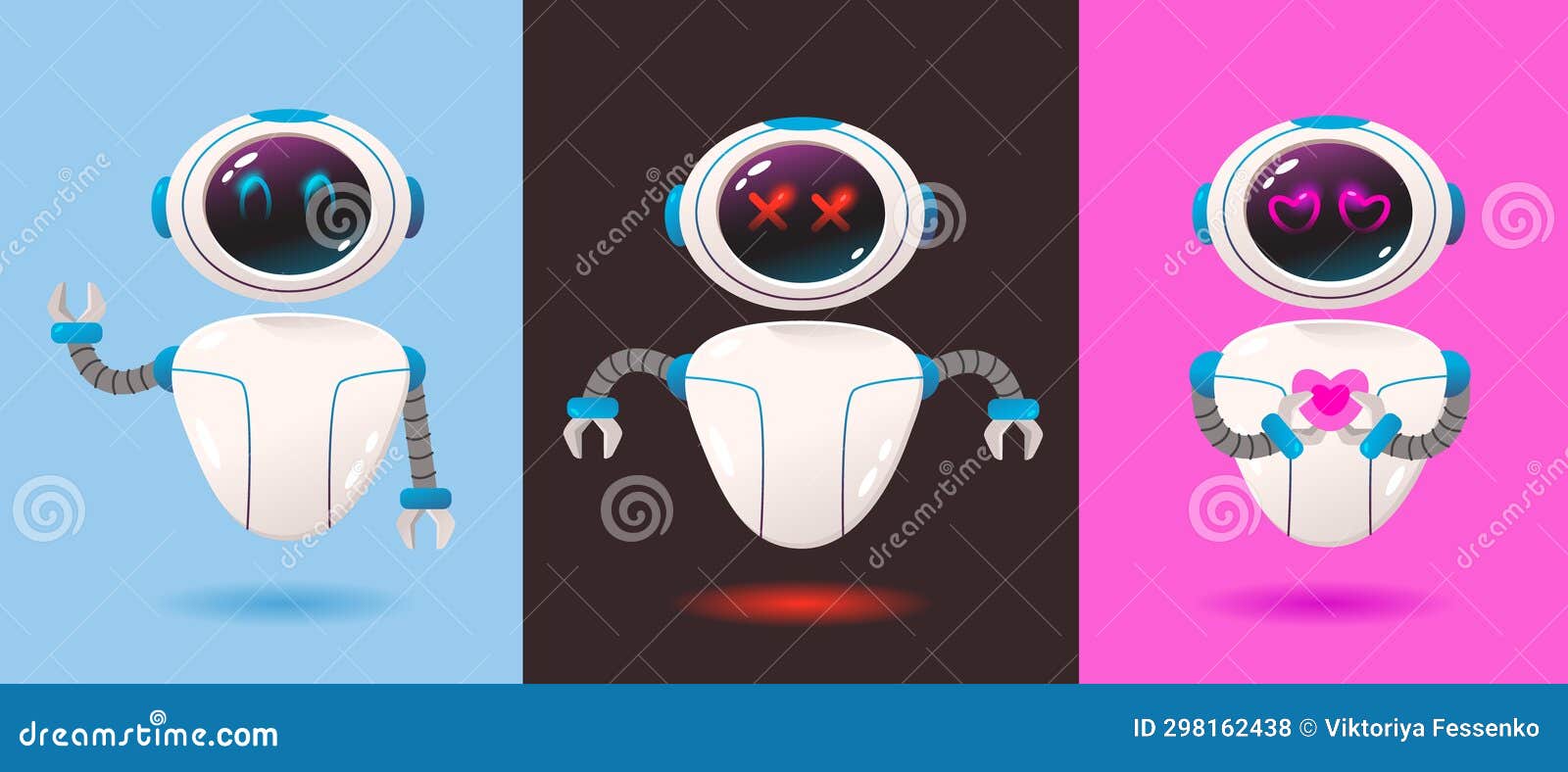 A Robot with Different Emotions. Funny Technological Online Assistant ...