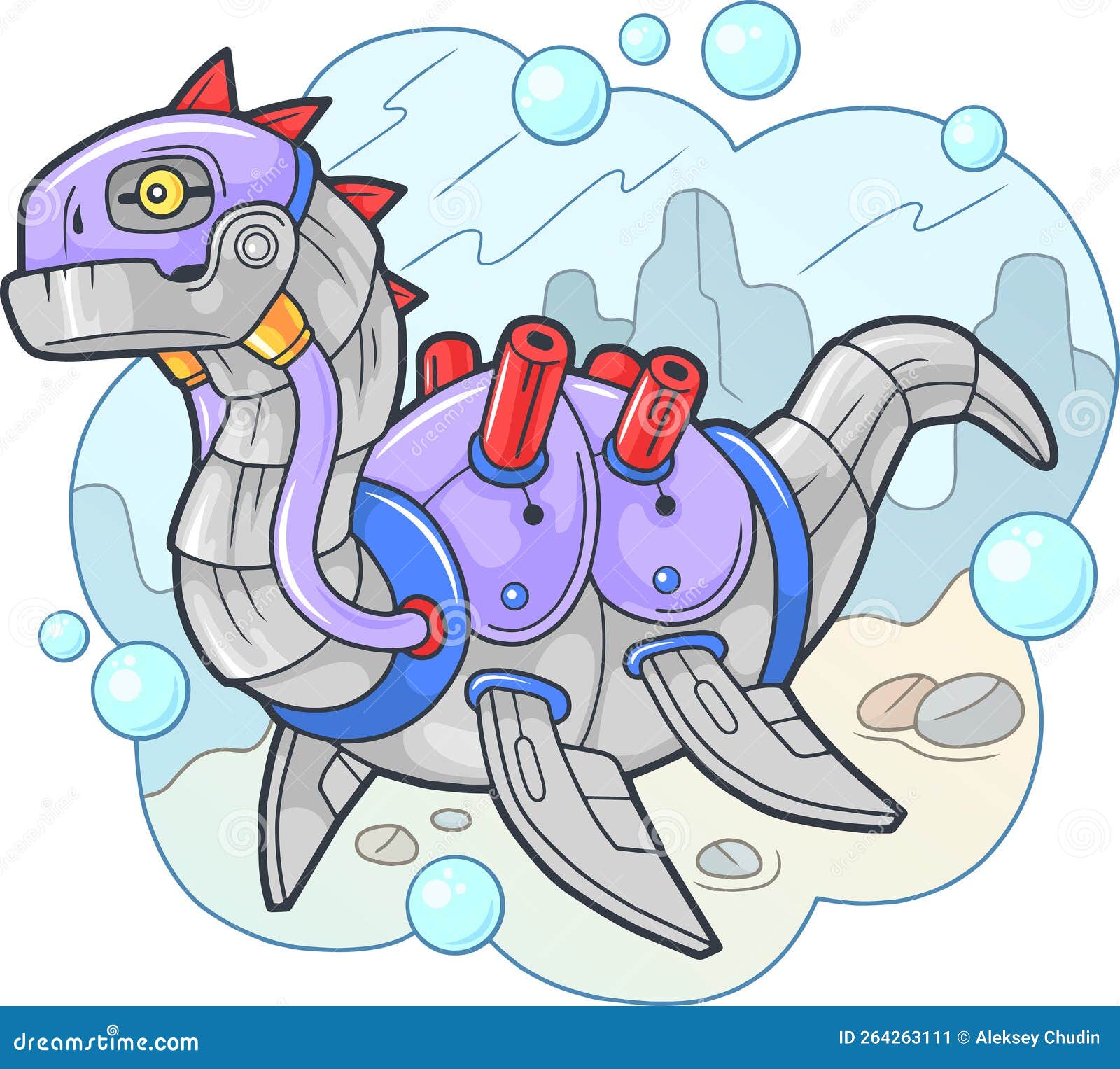 Robot Dinosaur Plesiosaur, Funny Illustration Stock Vector ...