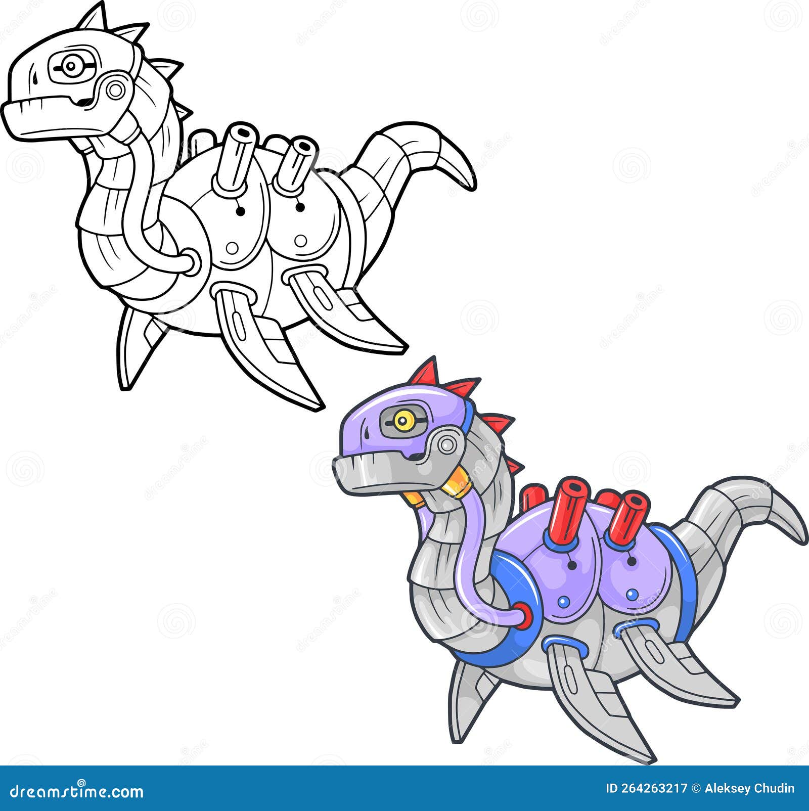 Robot Dinosaur Plesiosaur, Funny Illustration Stock Vector ...