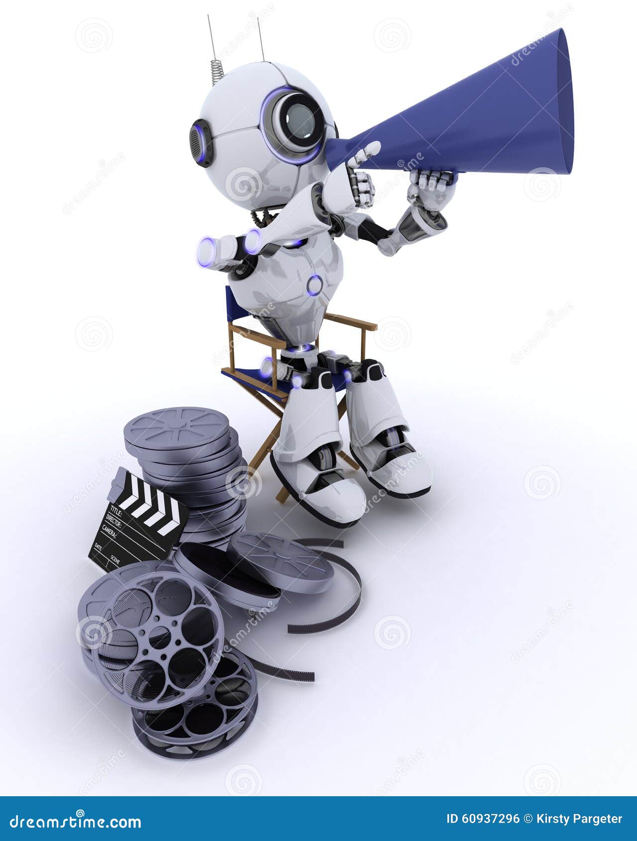 Robot Sit On Chair In Queue Wait For Job Interview Royalty-Free Stock ...