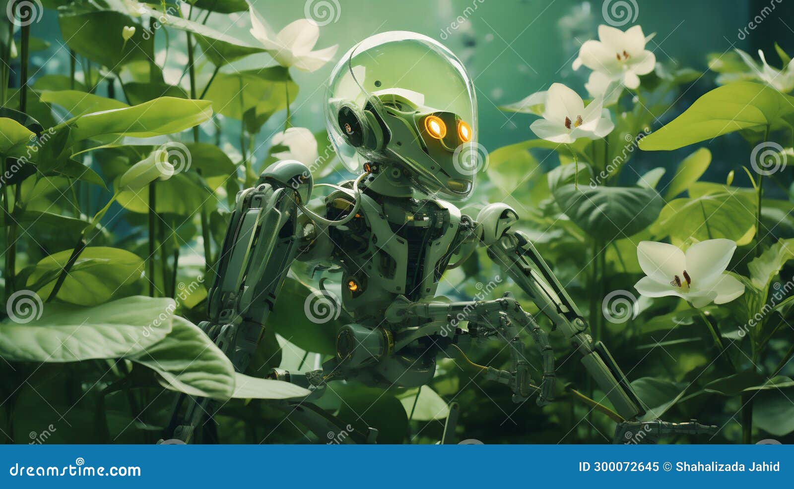A Robot is Discovering Nature Stock Image - Image of innovation, nature ...