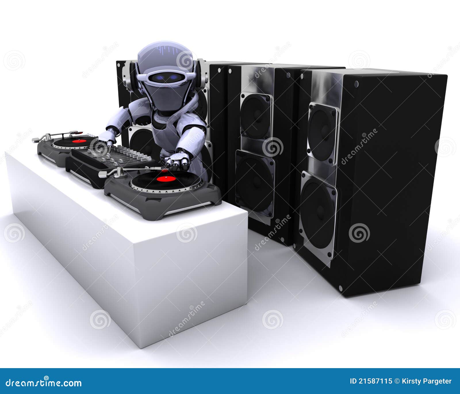 Robot DJ Mixing Records on Turntables Stock Illustration - Illustration ...