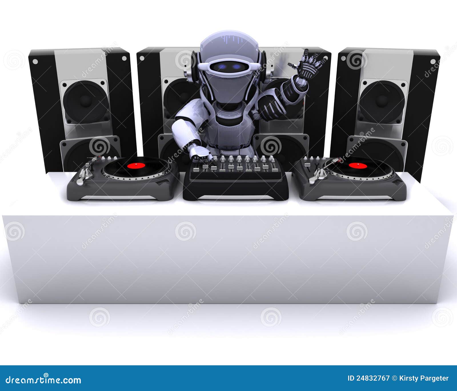 Robot DJ Mixing Records on Turntables Stock Illustration - Illustration ...