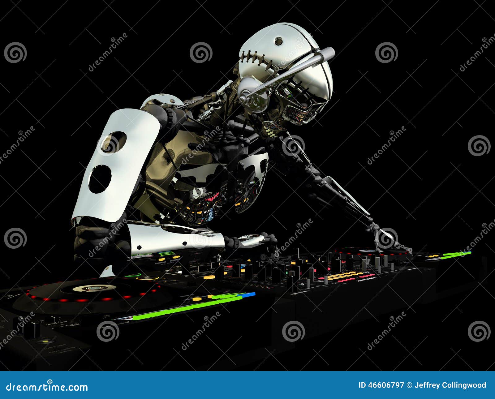 Robot DJ stock illustration. Illustration of panels, mechanical - 46606797