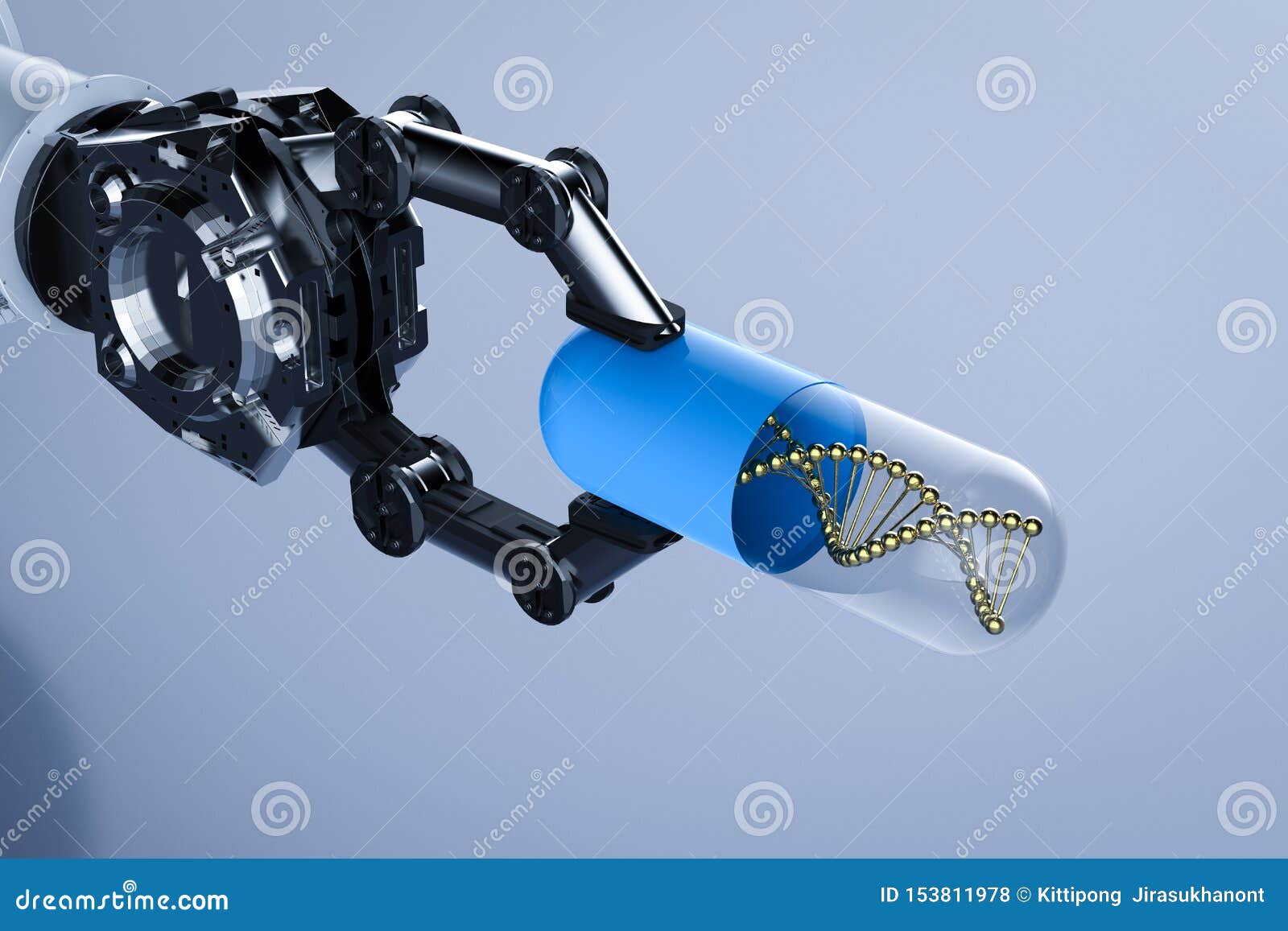 Robot with dna in capsule stock illustration. Illustration of blue ...