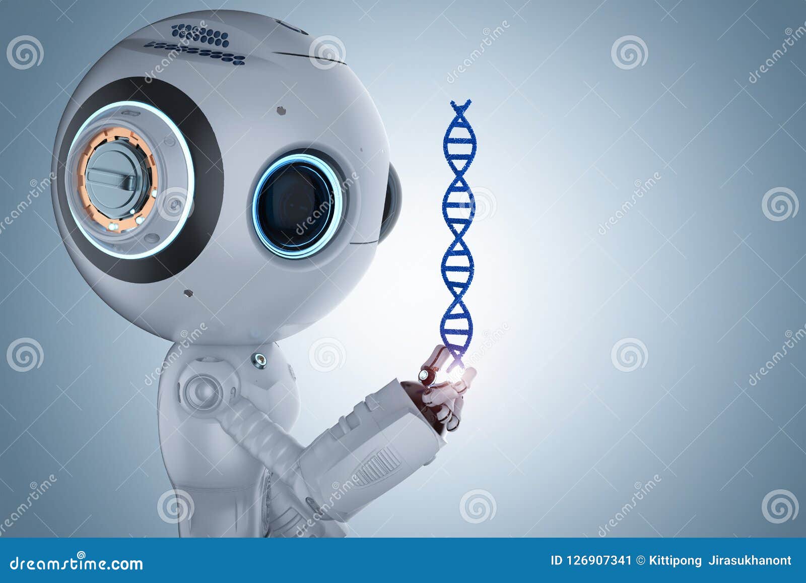 Robot with dna helix stock illustration. Illustration of laboratory ...