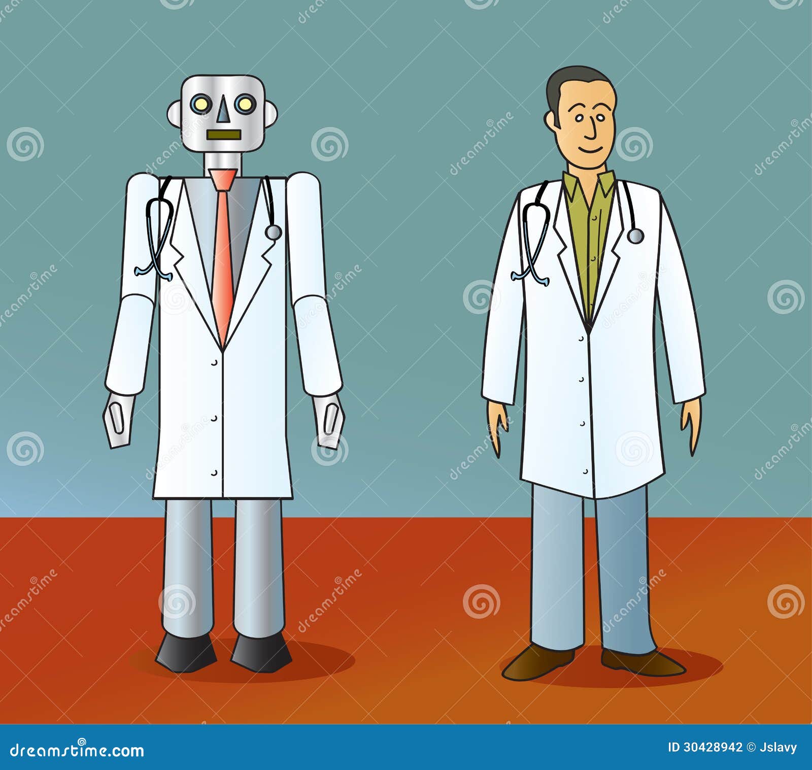 Robot Doctor With Stethoscope Vector Illustration | CartoonDealer.com ... Robot Doctor With Stethoscope Vector Illustration | CartoonDealer.com ...