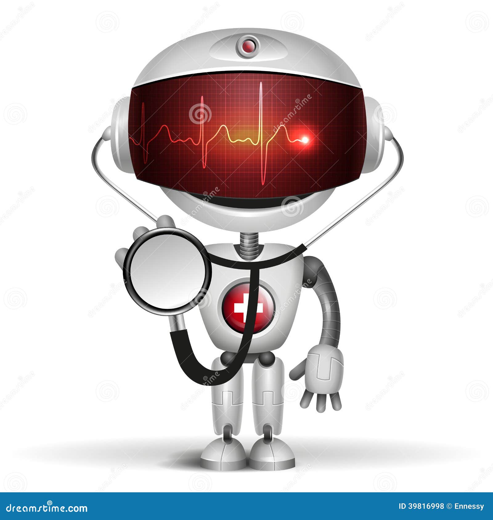 Robot Doctor With Stethoscope Vector Illustration | CartoonDealer.com ...