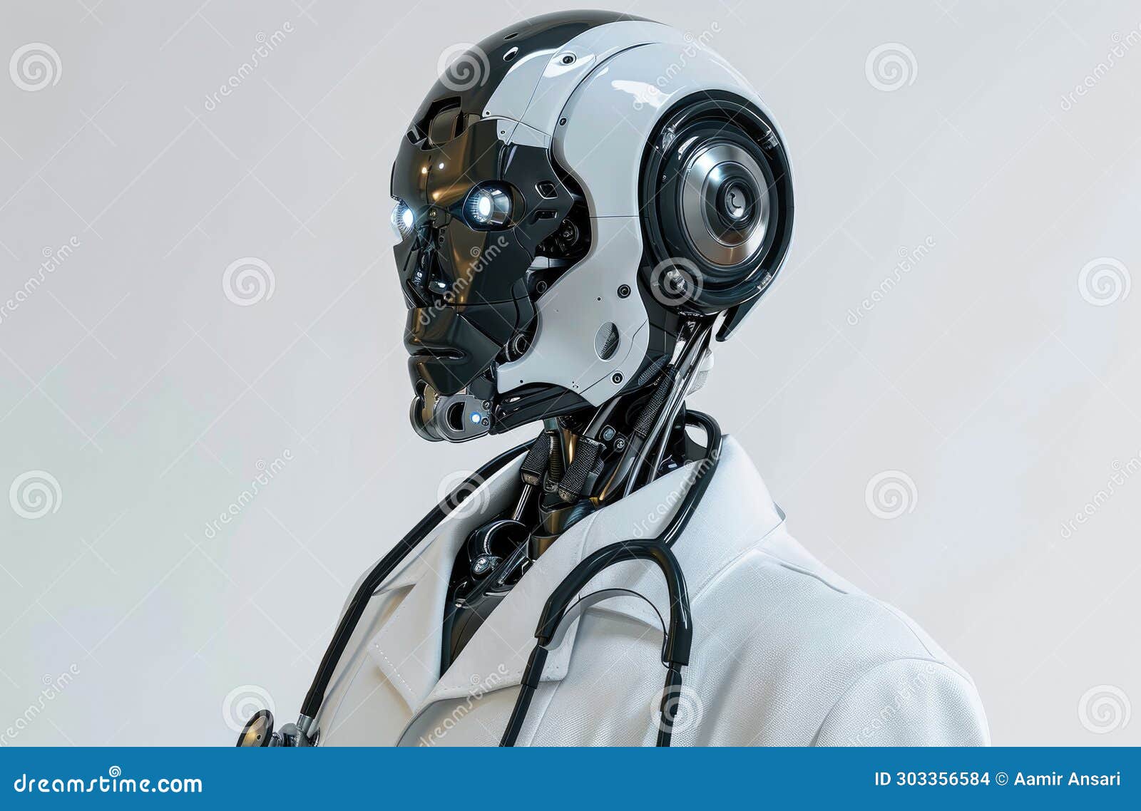 Robot Doctor in White Shirt and Stethoscope Stock Illustration ...
