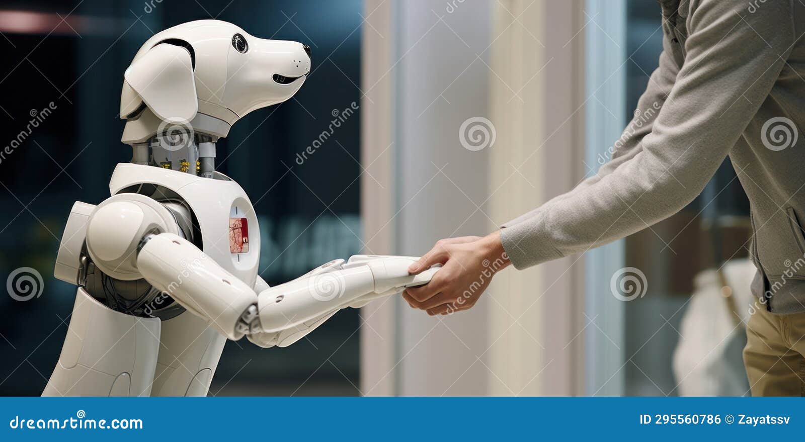 Robot Dog Pet and Human Indoor Stock Photo - Image of animal, game ...