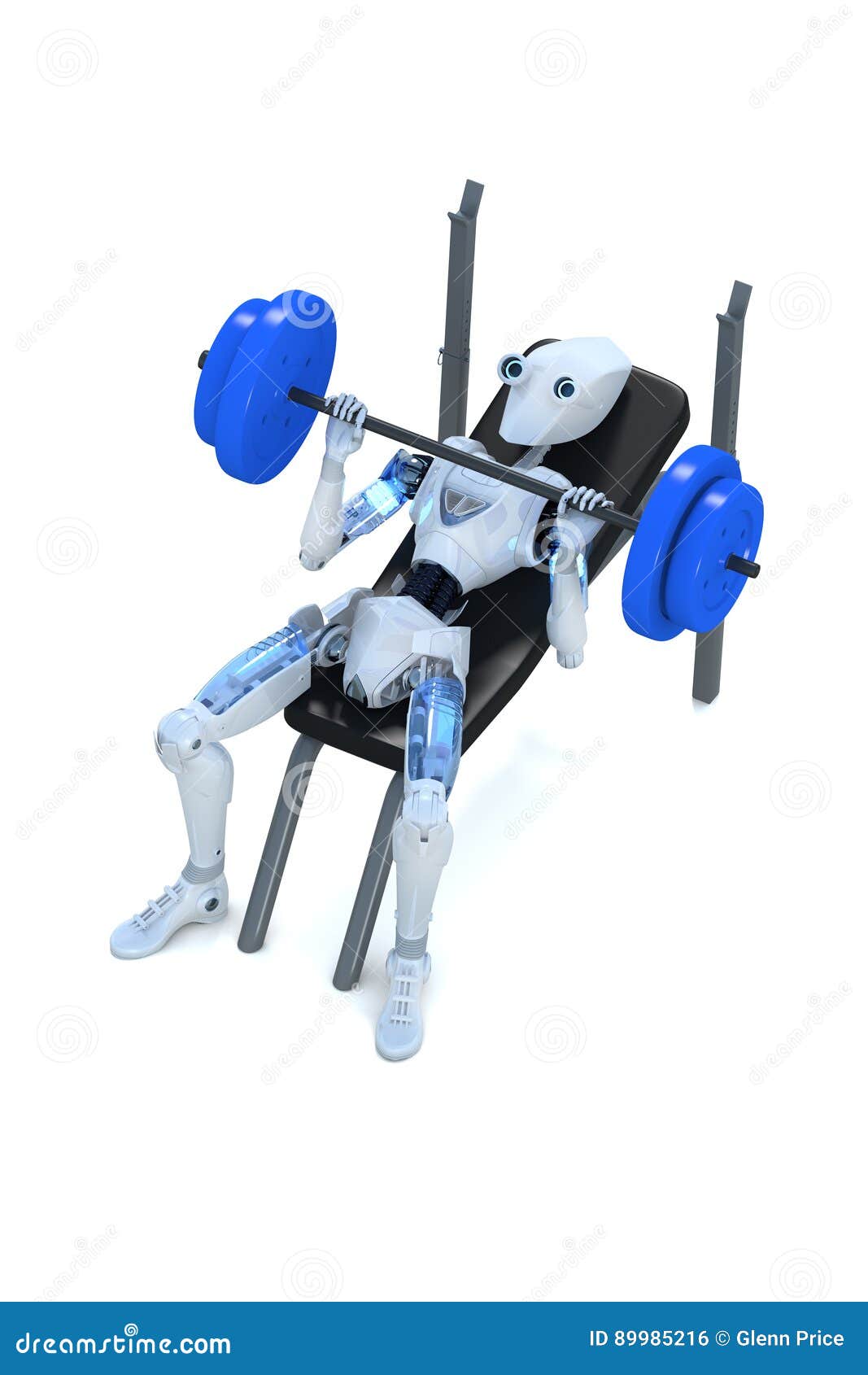 Robot Doing Bench Presses stock illustration. Illustration of exercise ...