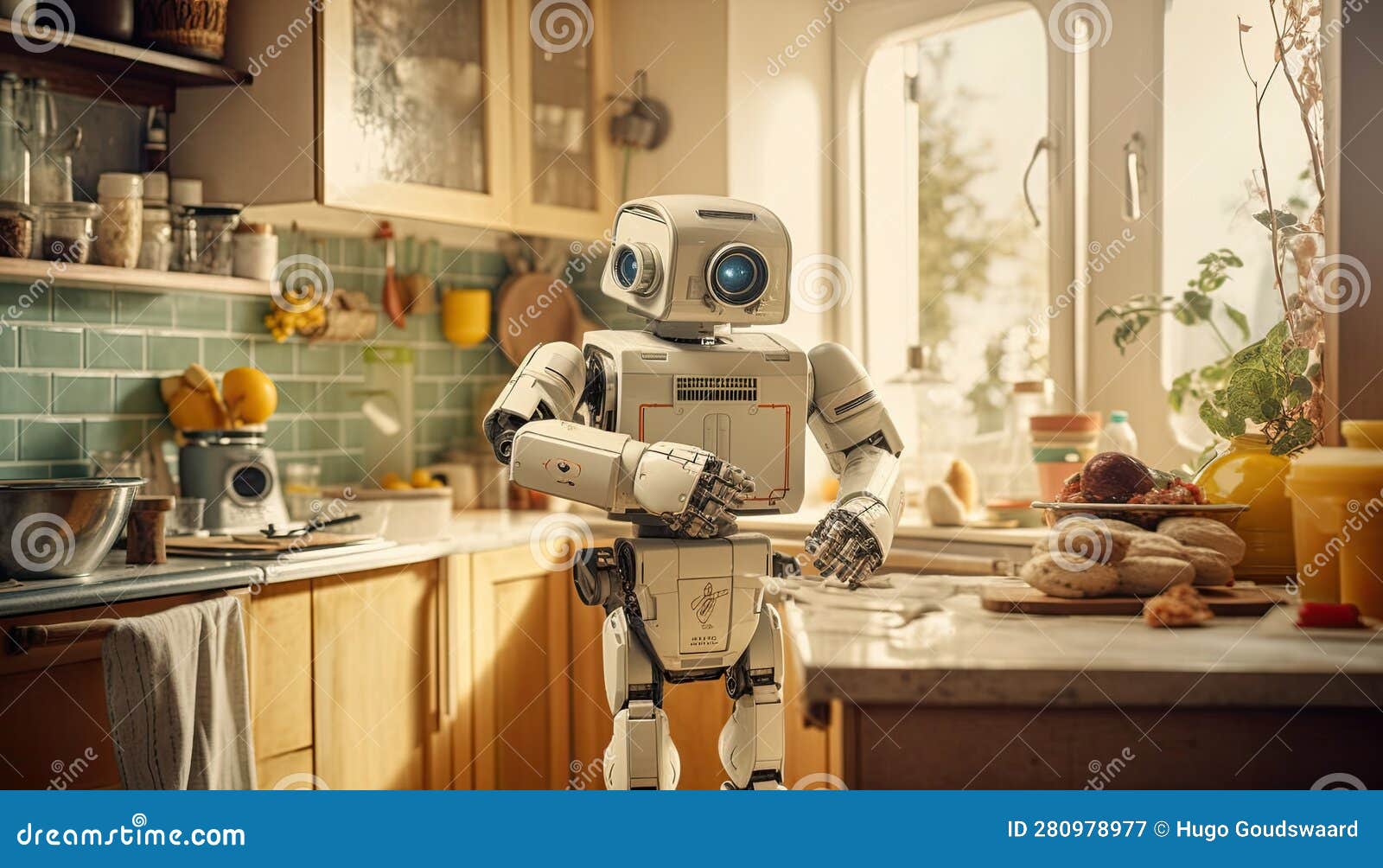A Robot Doing Household Work. Stock Illustration - Illustration of ...