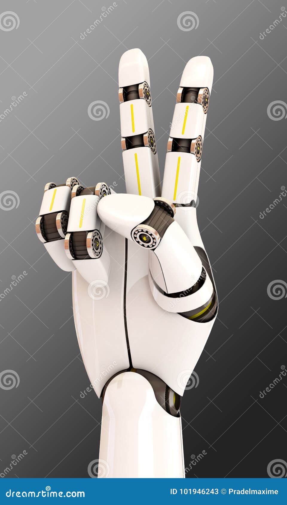 Robot Doing Victory Gesture Stock Illustration - Illustration of bionic ...