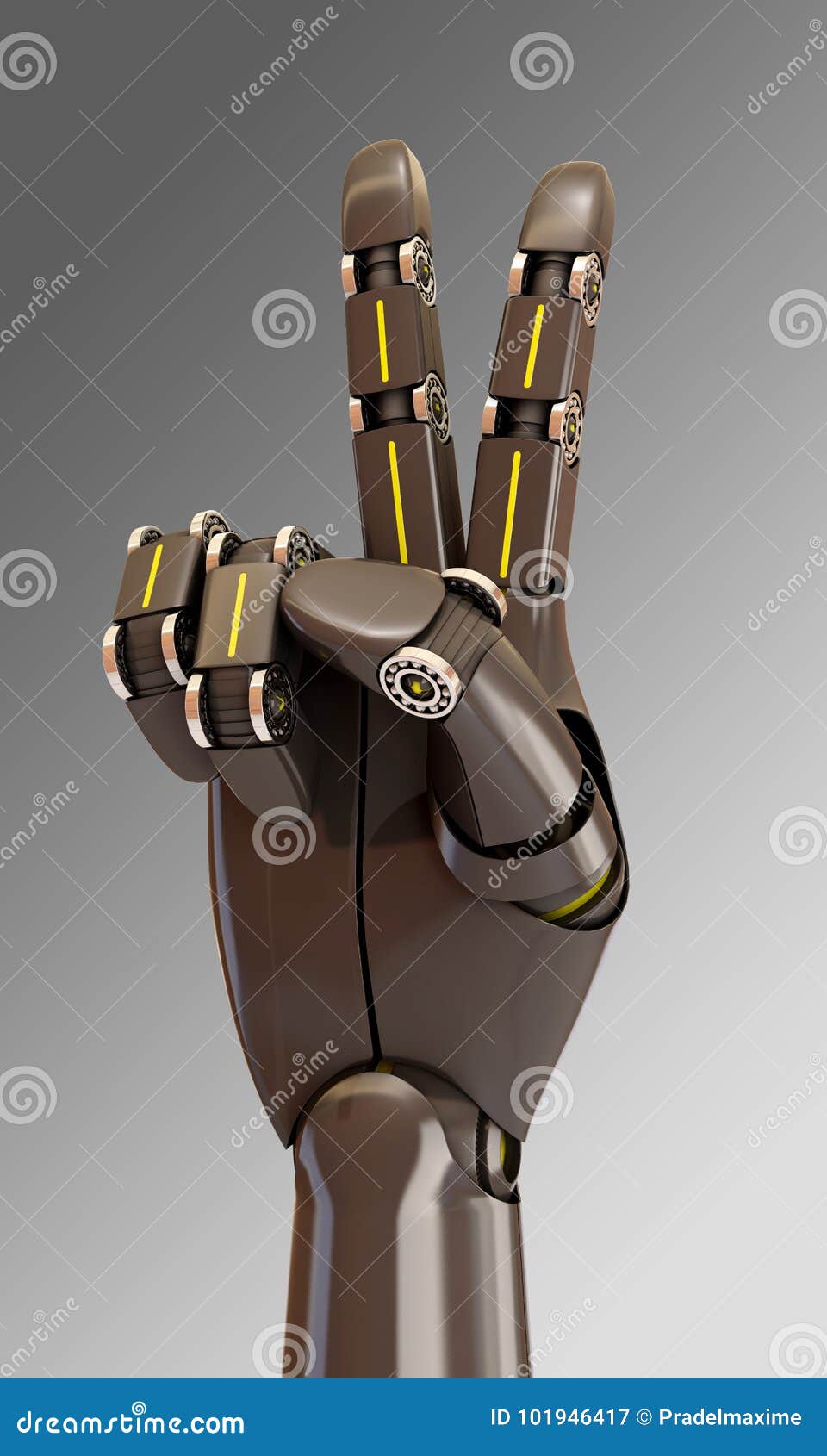 Robot Doing Victory Gesture Stock Illustration - Illustration of ...