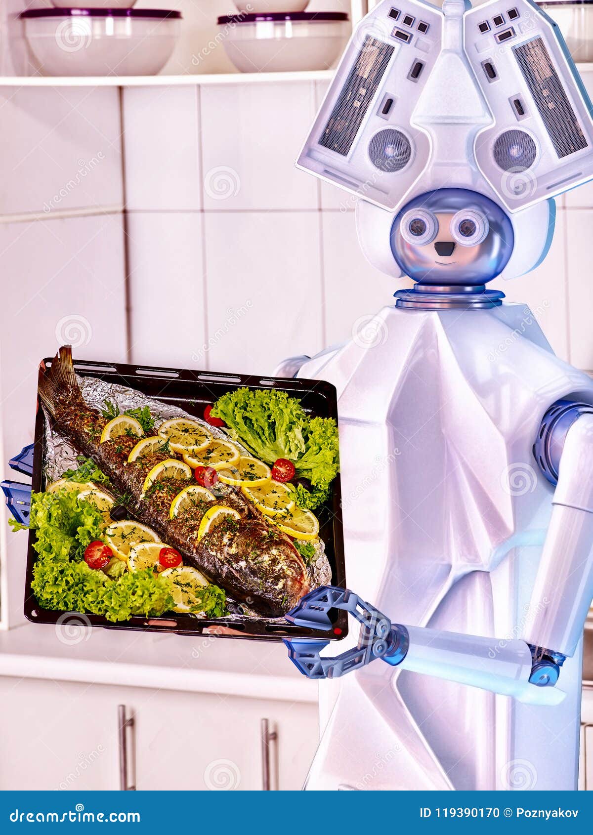 Robot Domestic Assistance Seafood Cook Fish. Stock Photo - Image of ... Robot Domestic Assistance Seafood Cook Fish. Stock Photo - Image of ...